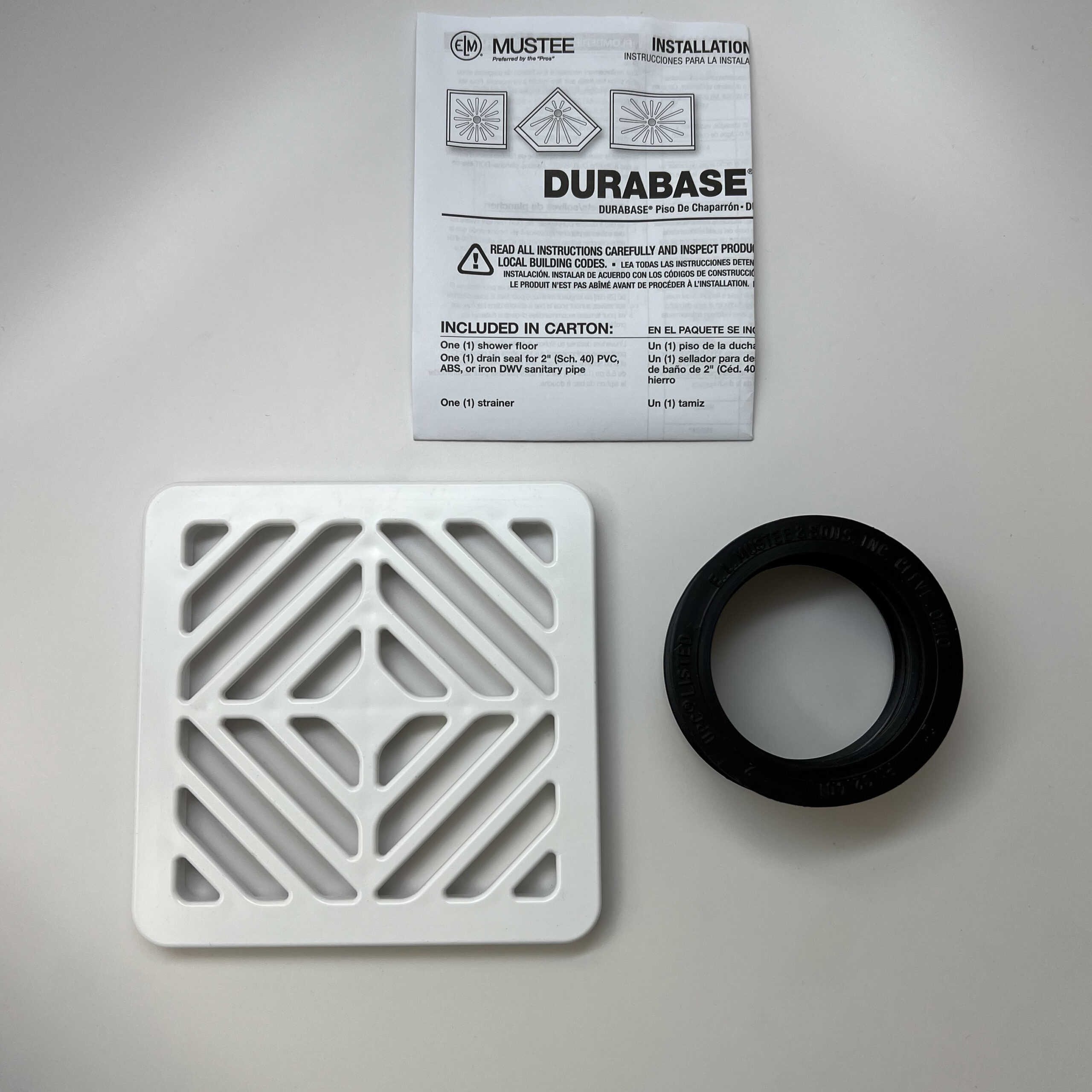 E. L. Mustee & Sons - 48.601A Drain Seal & Square Strainer, White